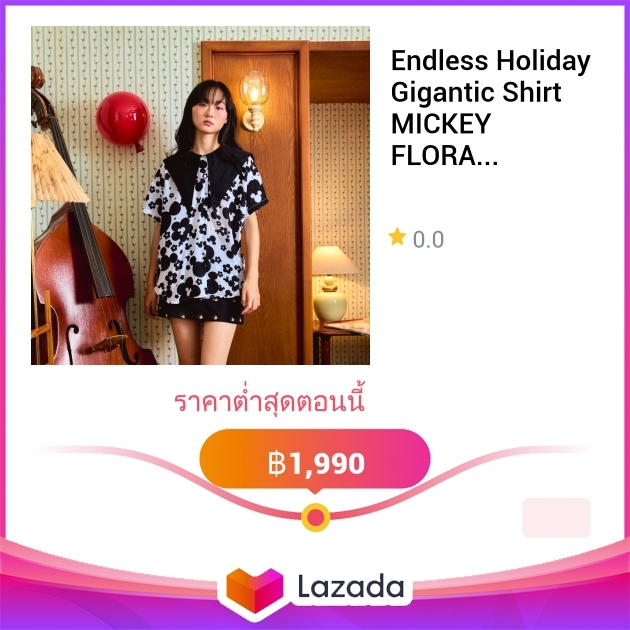 Endless Holiday Gigantic Shirt MICKEY FLORAL MONOCHROME