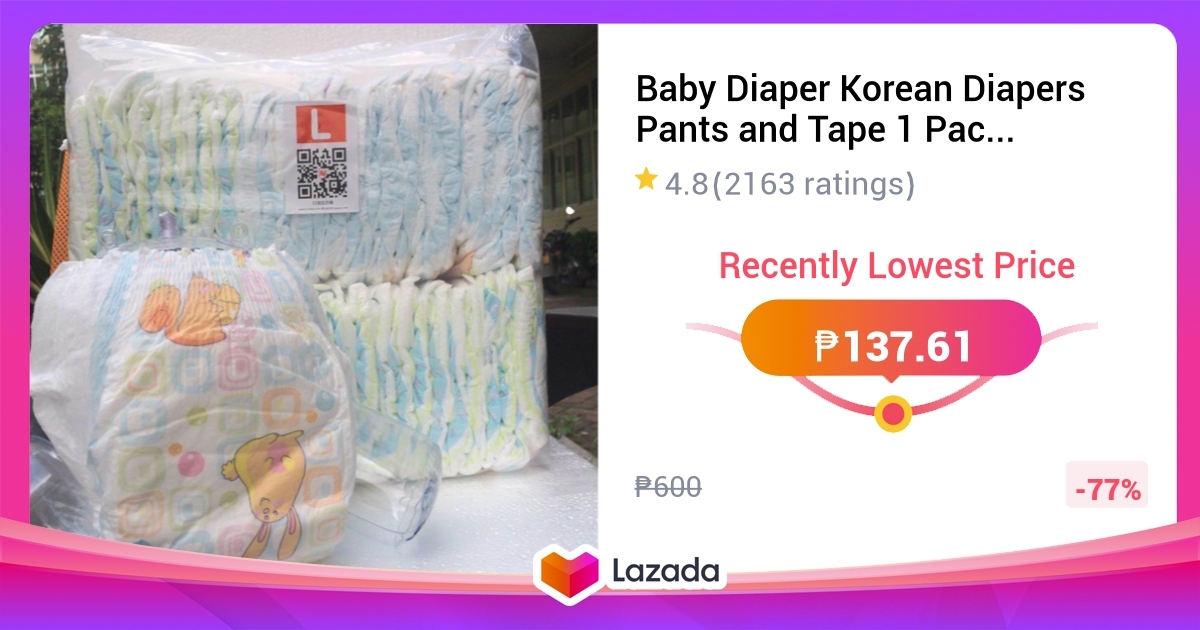 Baby Diaper Korean Diapers Pants and Tape 1 Pack By 50 Pieces (RANDOM DESIGN) Pants Pull Up All ...