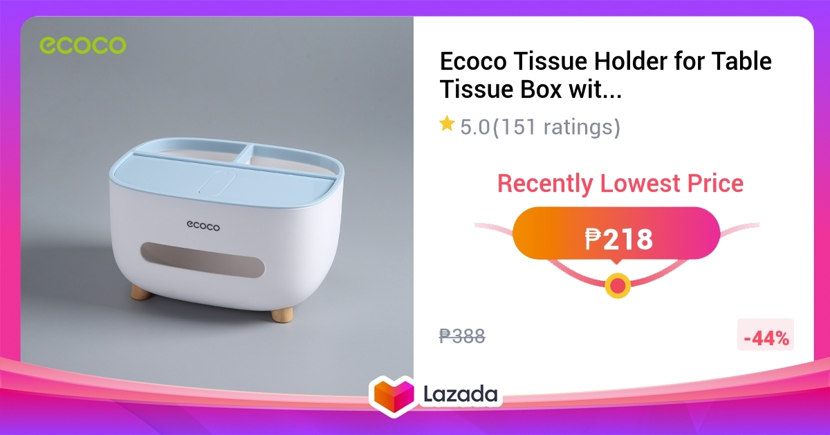 Ecoco Tissue Holder for Table Tissue Box with Mobile Phone Holder ...