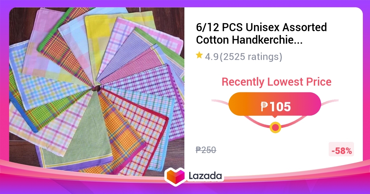 6/12 PCS Unisex Assorted Cotton Handkerchief Cotton Fabric School ...