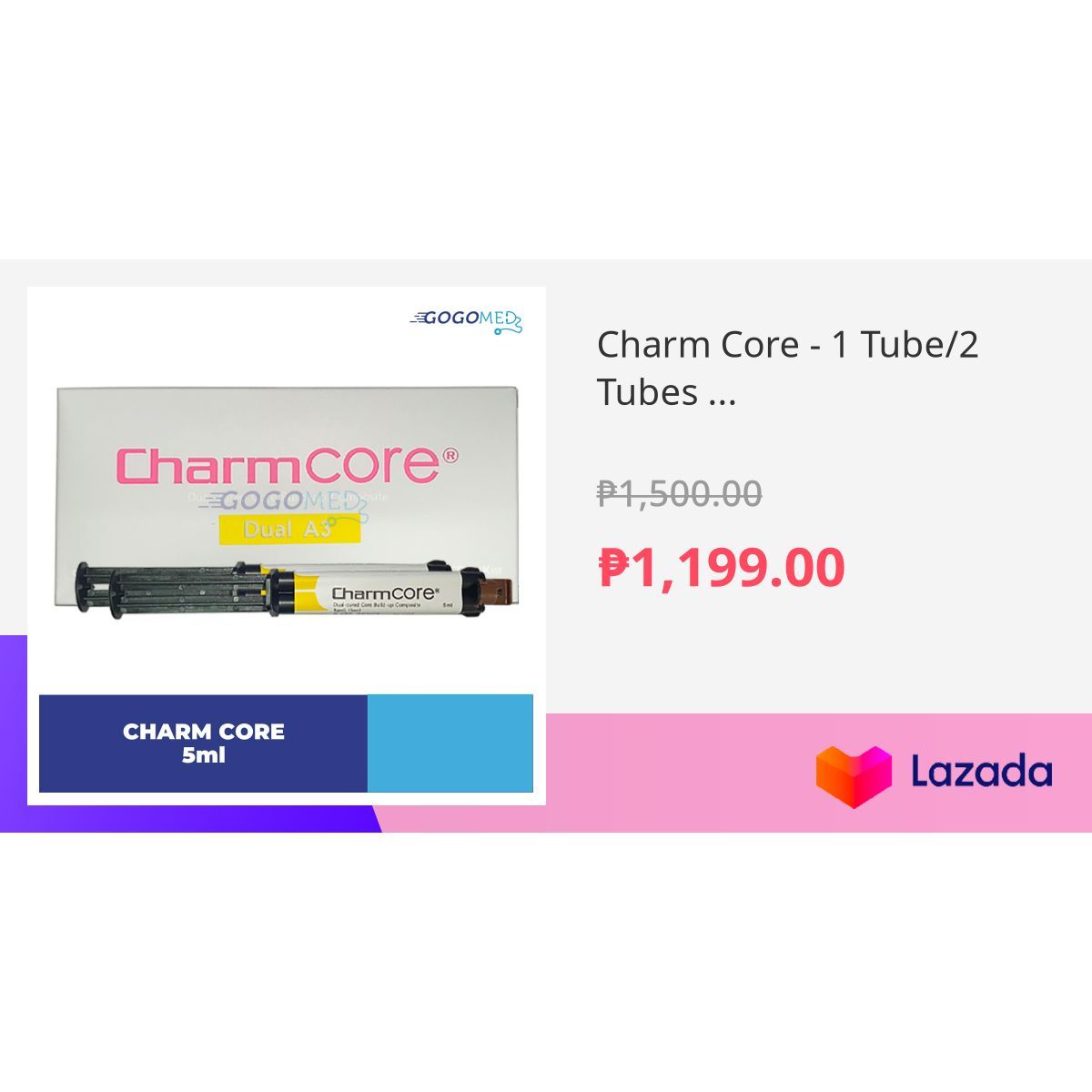 Charm Core - 1 Tube/2 Tubes - Dual-Cured Core Build-up Composite Resin