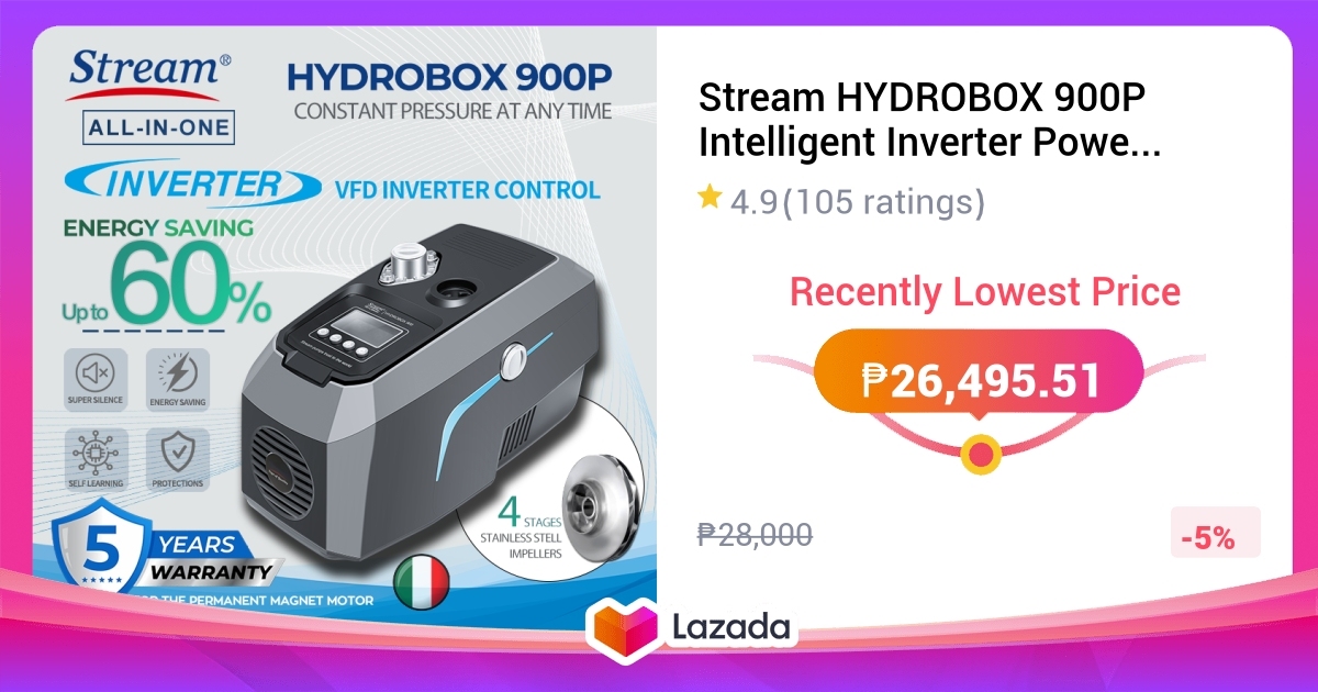 Stream HYDROBOX 900P Intelligent Inverter Power Water Pump Booster ...