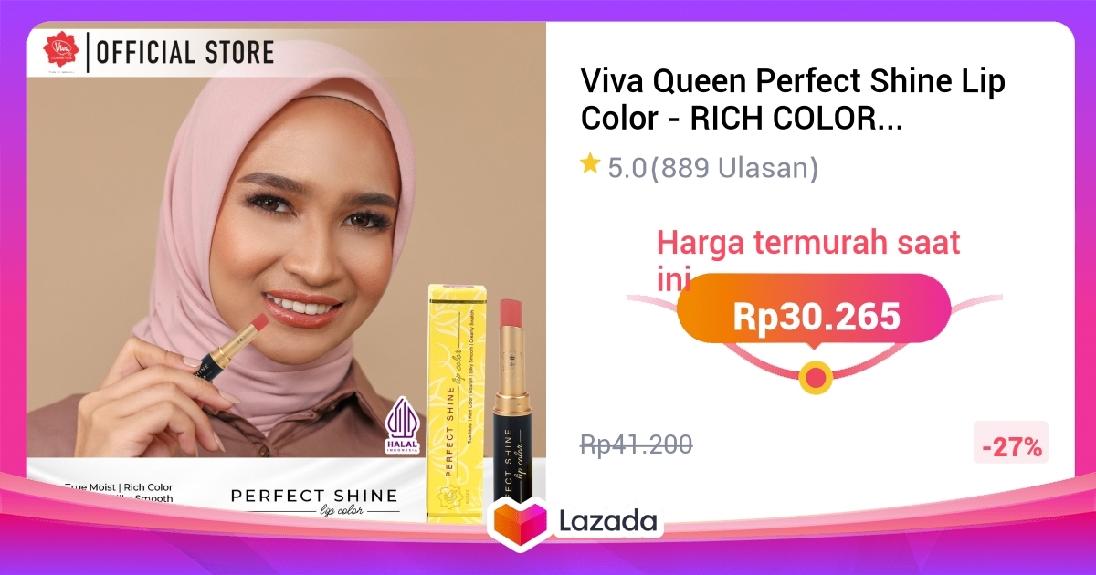 Viva Queen Perfect Shine Lip Color - RICH COLOR, CREAMY SWATCH, SILKY ...