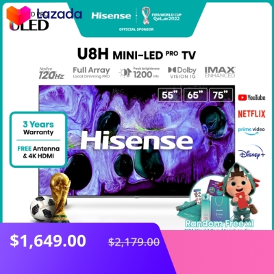 [New] Hisense U8H 55" 65" 75" Mini LED | 120Hz Native | | Full Array Local Dimming Pro | Dolby ...