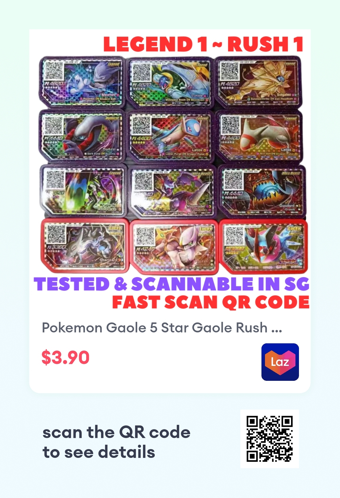 Pokemon Gaole 5 Star Gaole Rush 1 Legend 4 Disk Scannable in Singapore ...