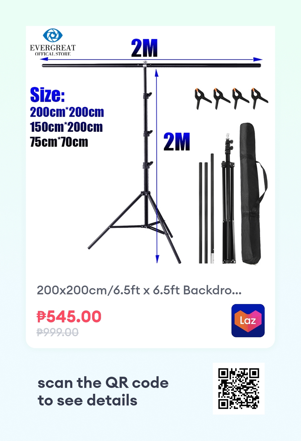 200x200cm/6.5ft x 6.5ft Backdrop Stand Photo Studio Backgrounds Stand ...