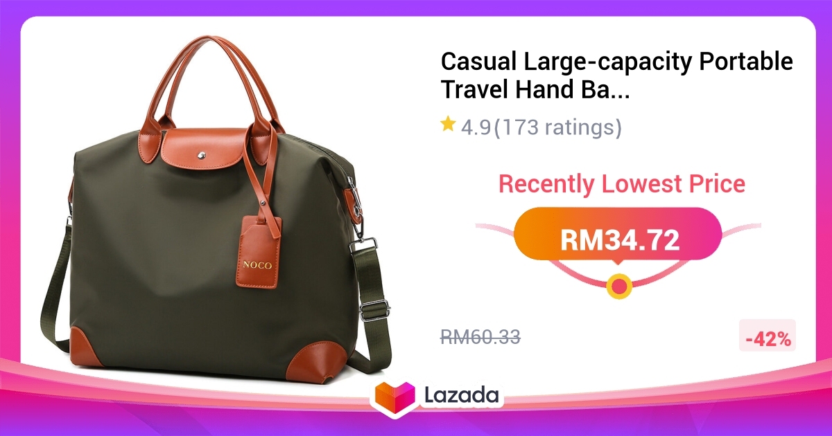 Casual Large-capacity Portable Travel Hand Bag Ladies Shoulder Tote Bag ...