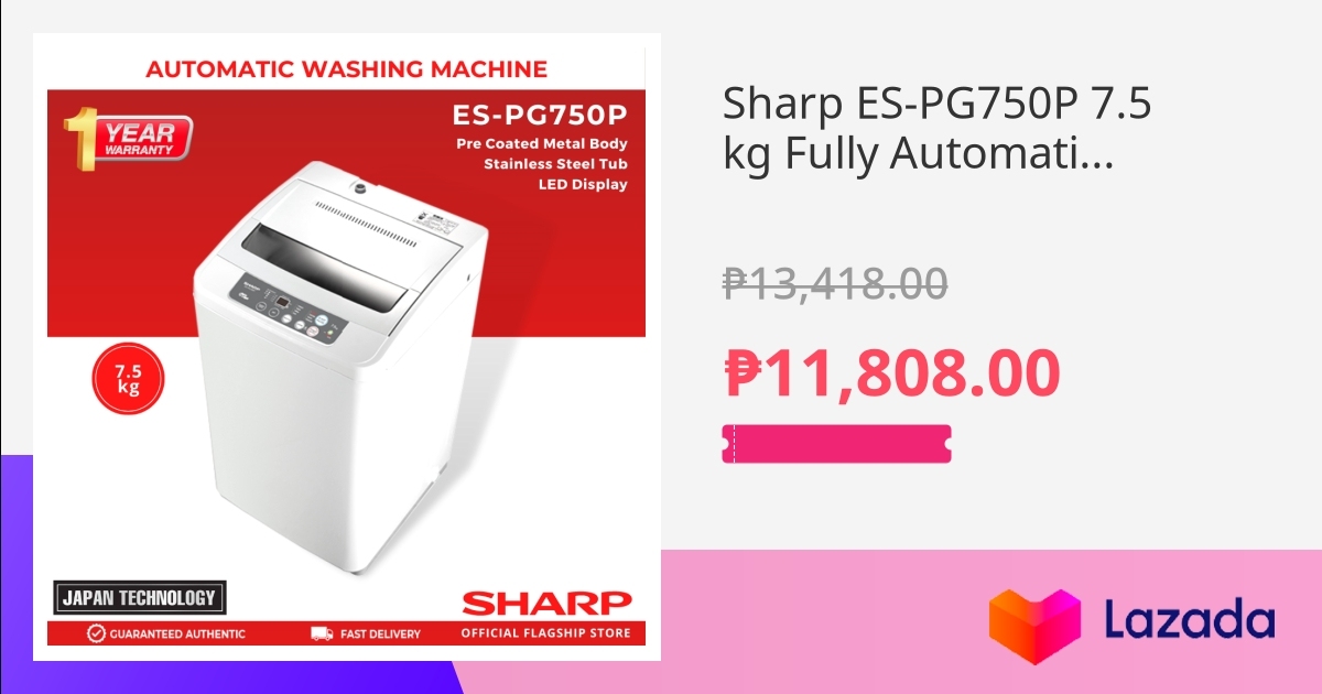 Sharp ES-PG750P 7.5 kg Fully Automatic Top Load Washing Machine