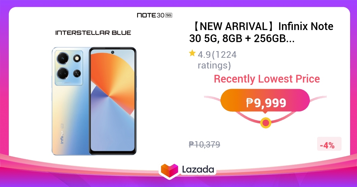 【NEW ARRIVAL】Infinix Note 30 5G, 8GB + 256GB, Dimensity 6080, 108MP ...