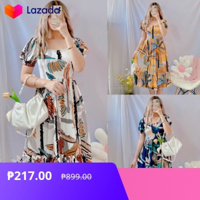 LESEKA:Square Neck Puff Dress Floral For Womens./Ladies High Quality ...