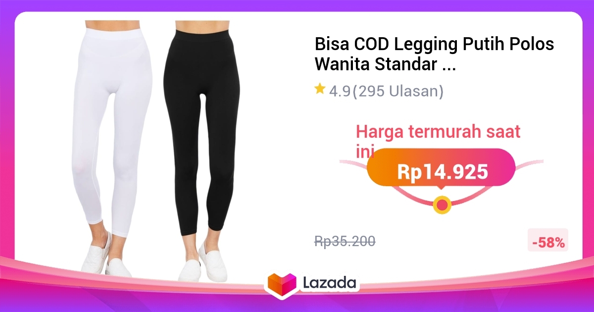 Bisa COD Legging Putih Polos Wanita Standar & Jumbo - Legging Sport ...