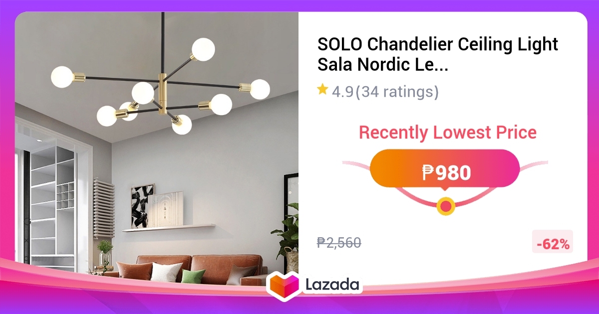 SOLO Chandelier Ceiling Light Sala Nordic Led Living Room Chandelier ...
