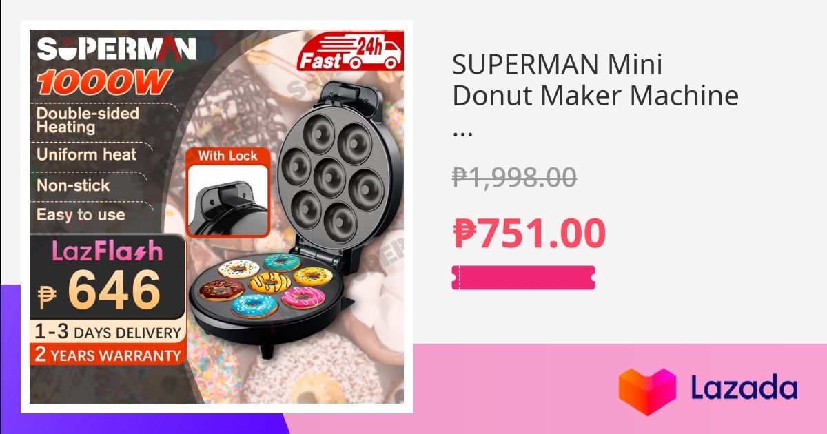 SUPERMAN Mini Donut Maker Machine 7 Holes Electric Donut Maker ...
