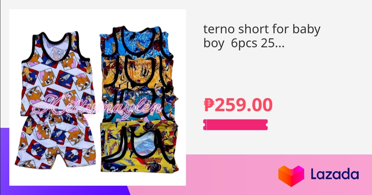 terno short for baby boy 6pcs 259 assorted colors