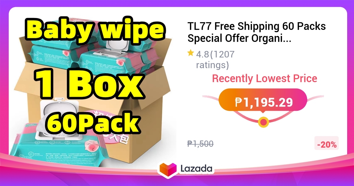 TL77 Free Shipping 60 Packs Special Offer Organic Baby Wipes Pack of 80 ...