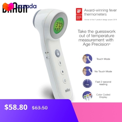 Braun 3-in-1 No Touch Touch Forehead with Age Precision - BNT400 With One Year Warranty 51EO