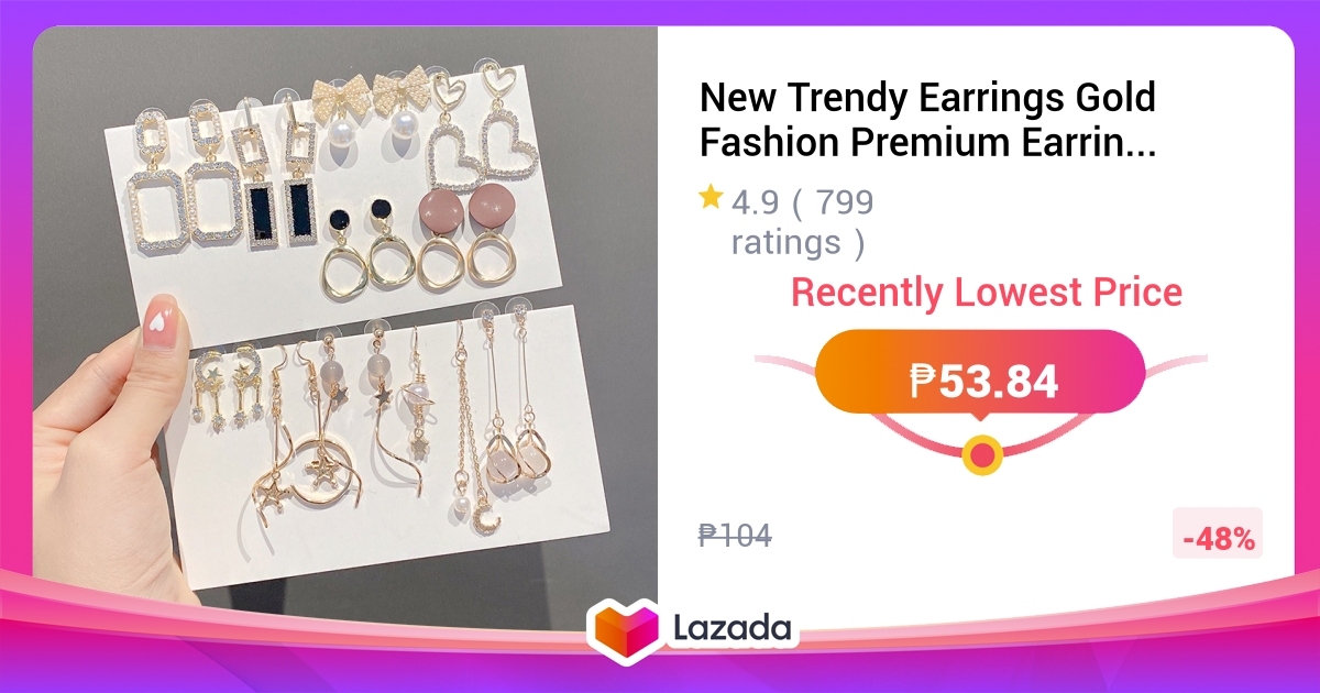 New Trendy Earrings Gold Fashion Premium Earring Set Clic Gold-plated Stud Earrings
