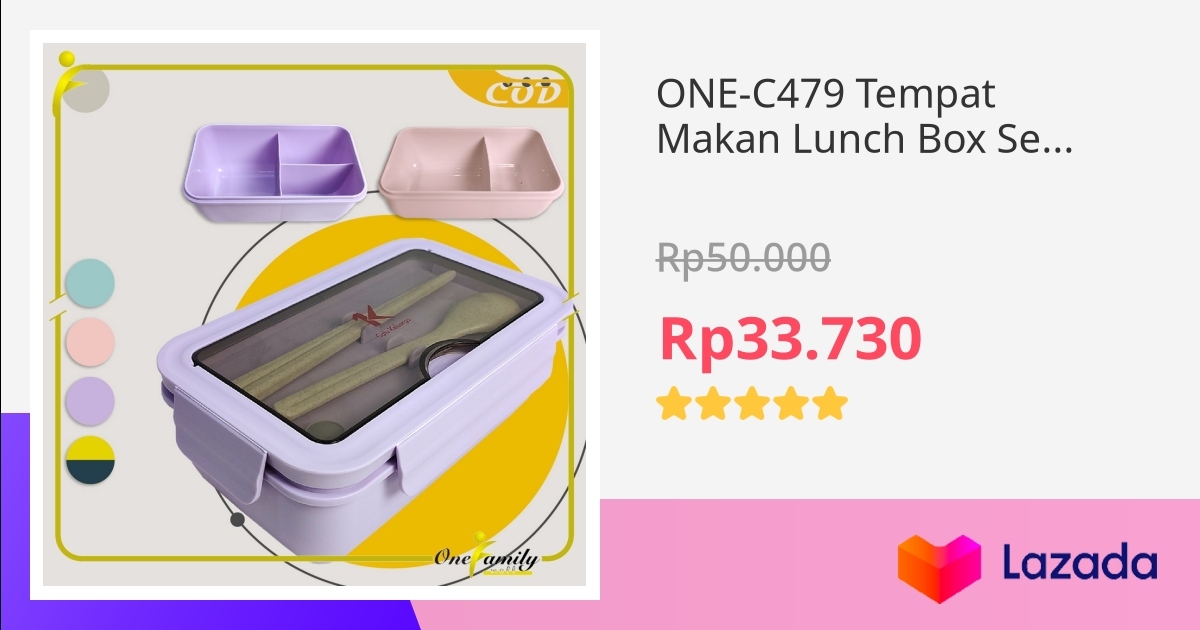 ONE-C479 Tempat Makan Lunch Box Set Free Sendok Garpu Kotak Makan Transparant Bento Box / Kotak ...
