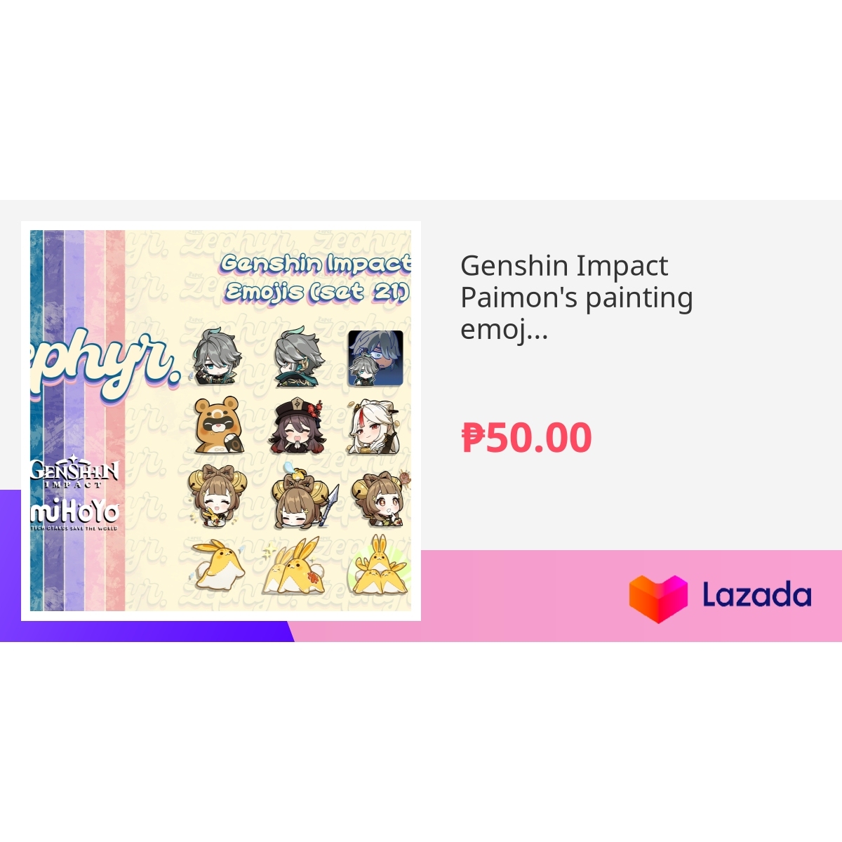 Genshin Impact Paimon's painting emoji sticker set 21 (Waterproof and ...