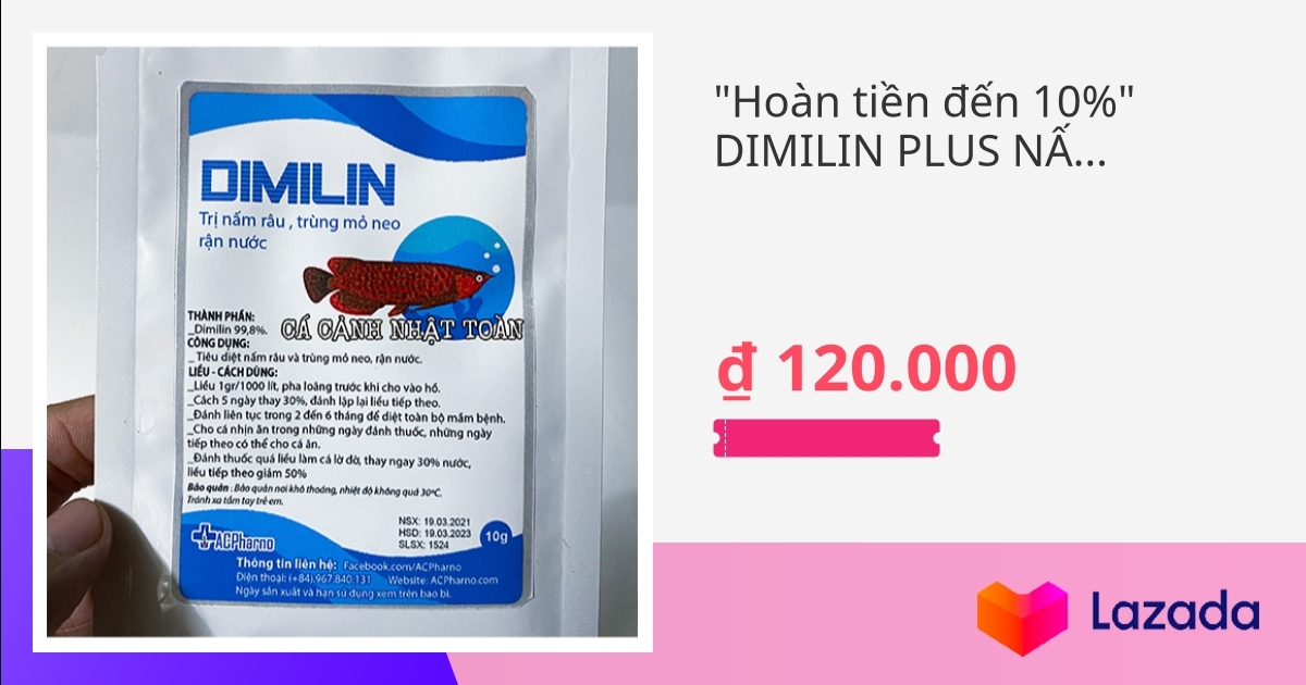 "Hoàn tiền đến 10%" DIMILIN PLUS NẤM RÂU, TRÙNG MỎ NEO, RẬN NƯỚC, KÍ ...