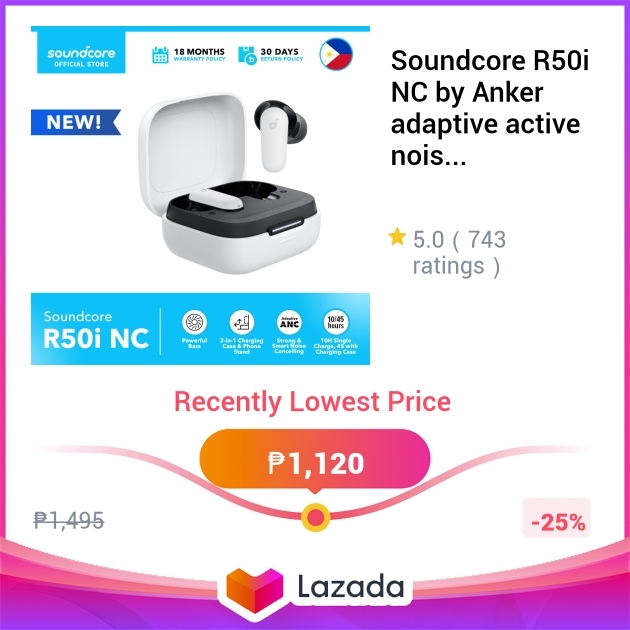 Soundcore R50i NC by Anker adaptive active noise cancellation (ANC ...