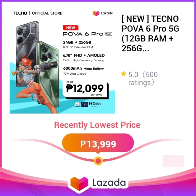 [ NEW ] TECNO POVA 6 Pro 5G (12GB RAM + 256GB ROM) with NFC | 6000mAh ...