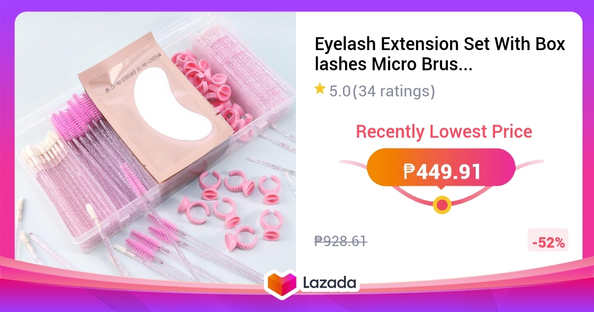 Eyelash Extension Set With Box lashes Micro Brush Tape Glue Ring Eye ...