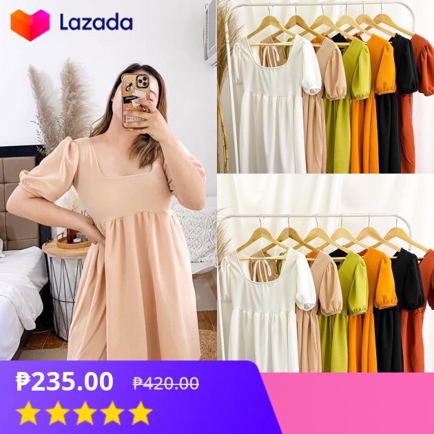 Luisita Plain Puff Sleeve Princess Dress