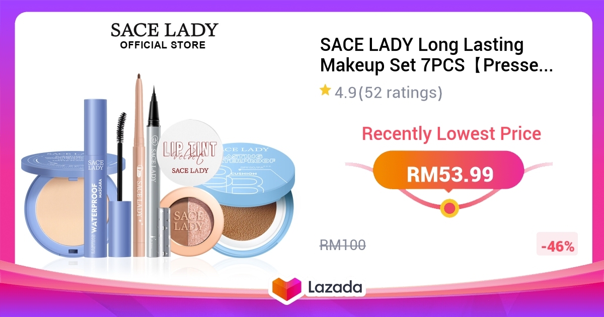 SACE LADY Long Lasting Makeup Set 7PCS【Pressed Powder + BB Cushion ...