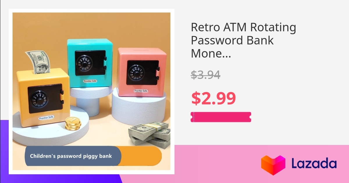 Retro ATM Rotating Password Bank Money Box Cash Coin Saving Box ...