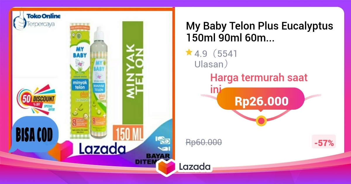 My Baby Telon Plus Eucalyptus 150ml 90ml 60ml bedak 100gr promo murah gratis ongkir EXP MEI 2026