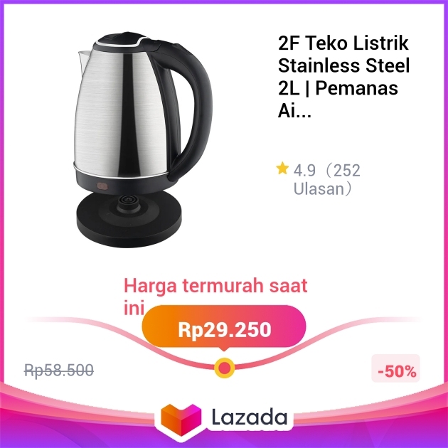 2F Teko Listrik Stainless Steel 2L | Pemanas Air Elektrik+F23 | COD