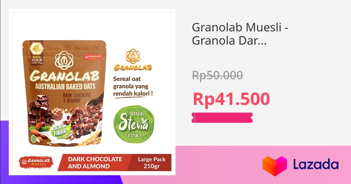 Granolab Muesli - Granola Dark Chocolate & Almond 210 gr