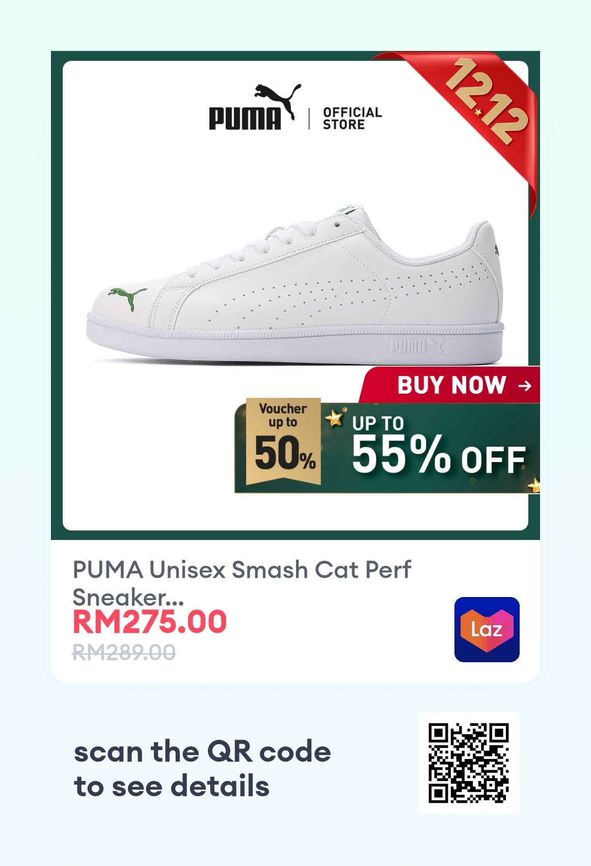 PUMA Unisex Smash Cat Perf Sneakers (White)