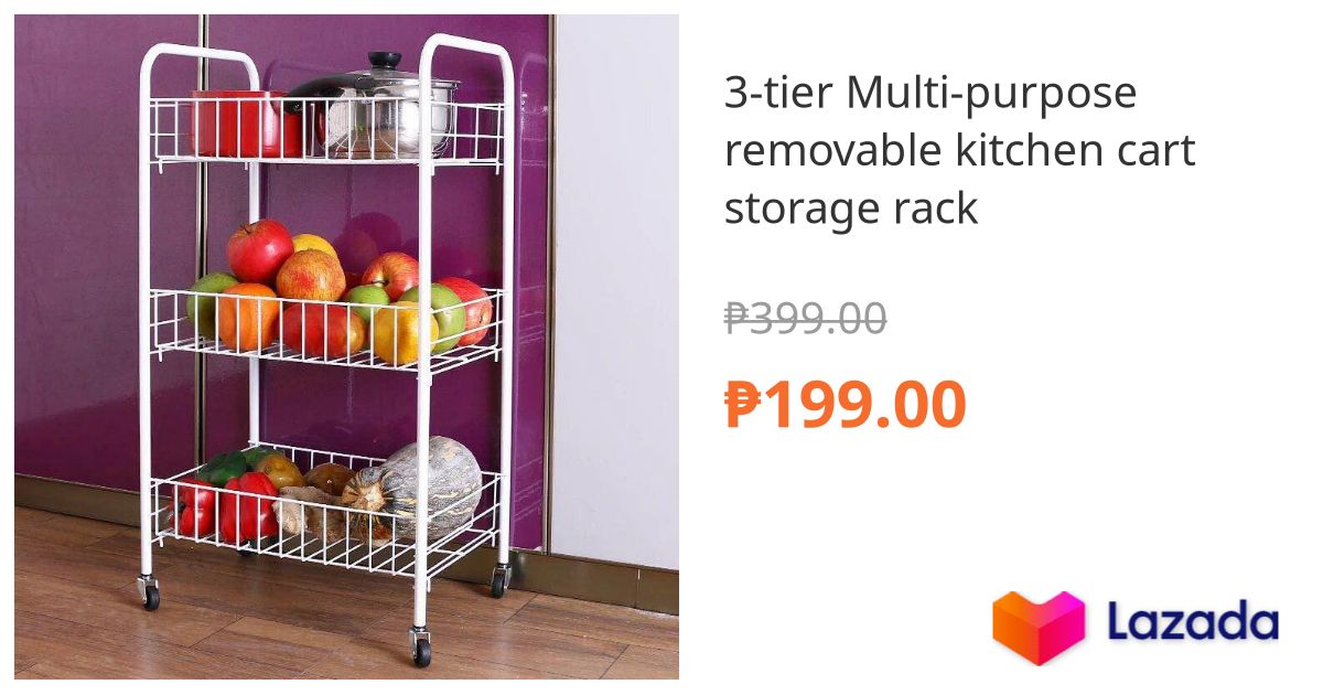 ₱199.00 -50% | 3-tier Multi-purpose removable kitchen cart storage rack