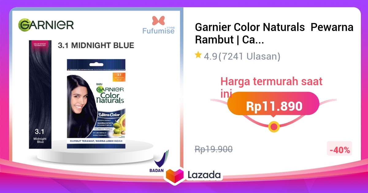 Garnier Color Naturals Pewarna Rambut | Cat Rambut Natural 20g | 30g (BPOM)
