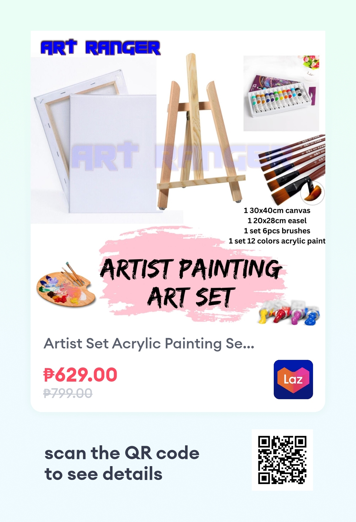 Artist Set Acrylic Painting Set with easel art set with canvas painting ...