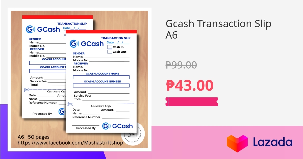Gcash Transaction Slip A6