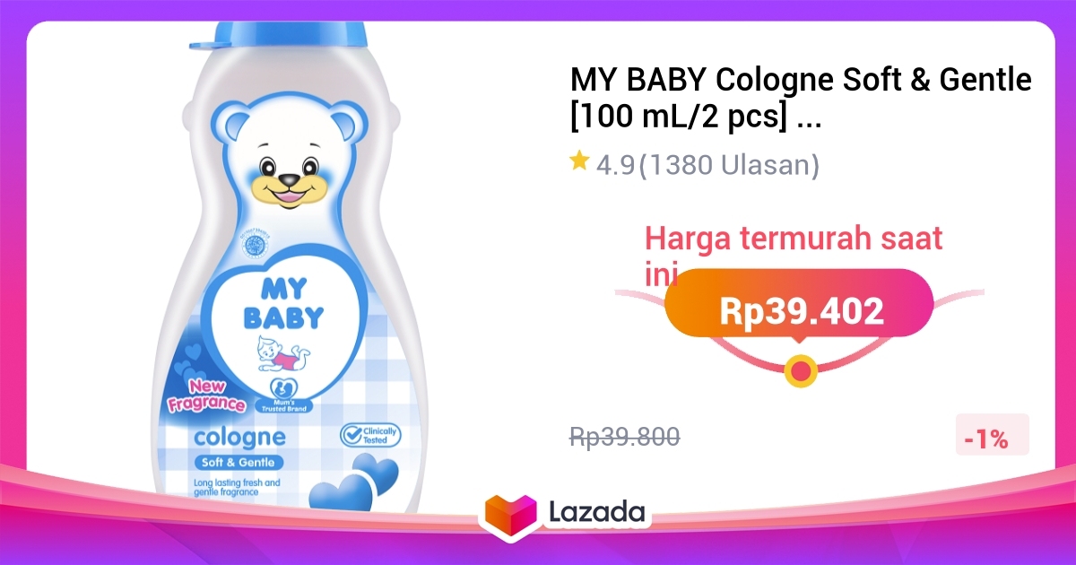 MY BABY Cologne Soft & Gentle [100 mL/2 pcs] - Parfum Minyak Wangi Bayi ...