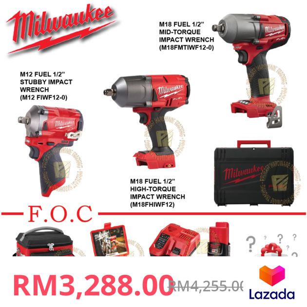 M18 FUEL 1/2" HIGH-TORQUE IMPACT WRENCH + M18 FUEL 1/2" MID-TORQUE ...