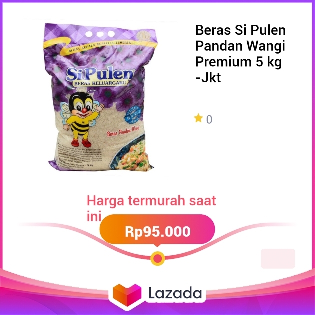 Beras Si Pulen Pandan Wangi Premium 5 kg -Jkt