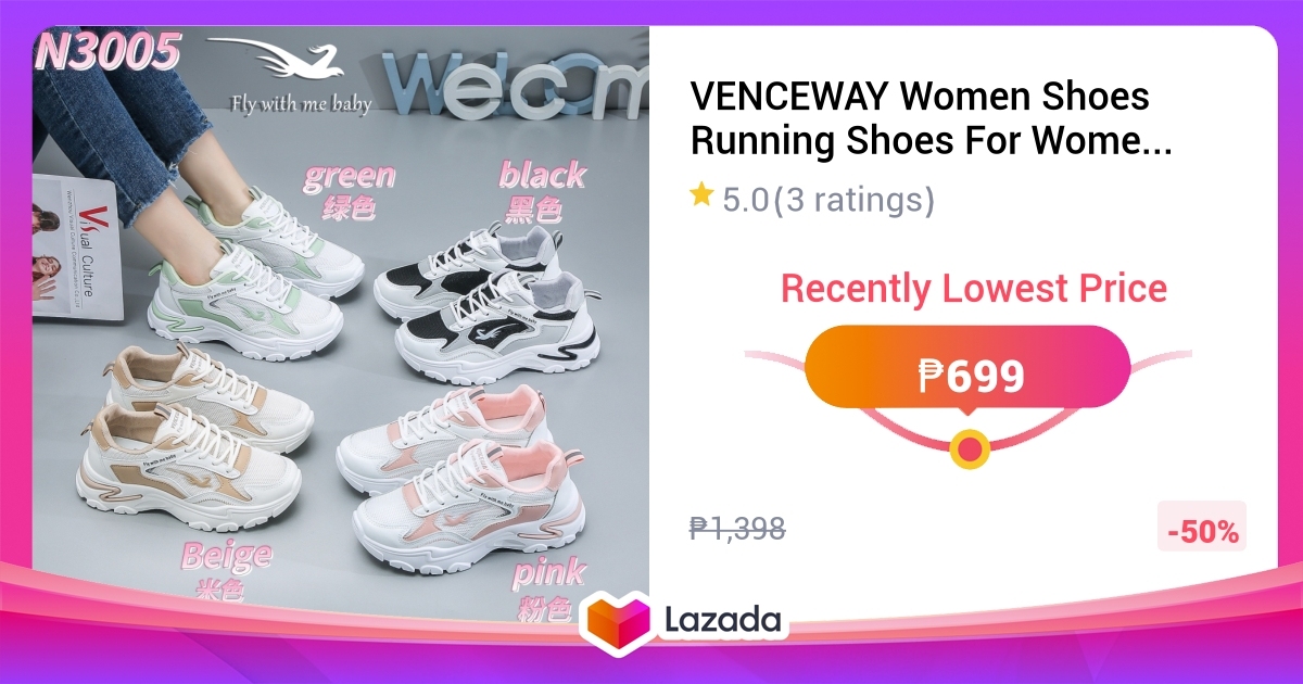 VENCEWAY Women Shoes Running Shoes For Women Rubber Shoes Korean Style ...