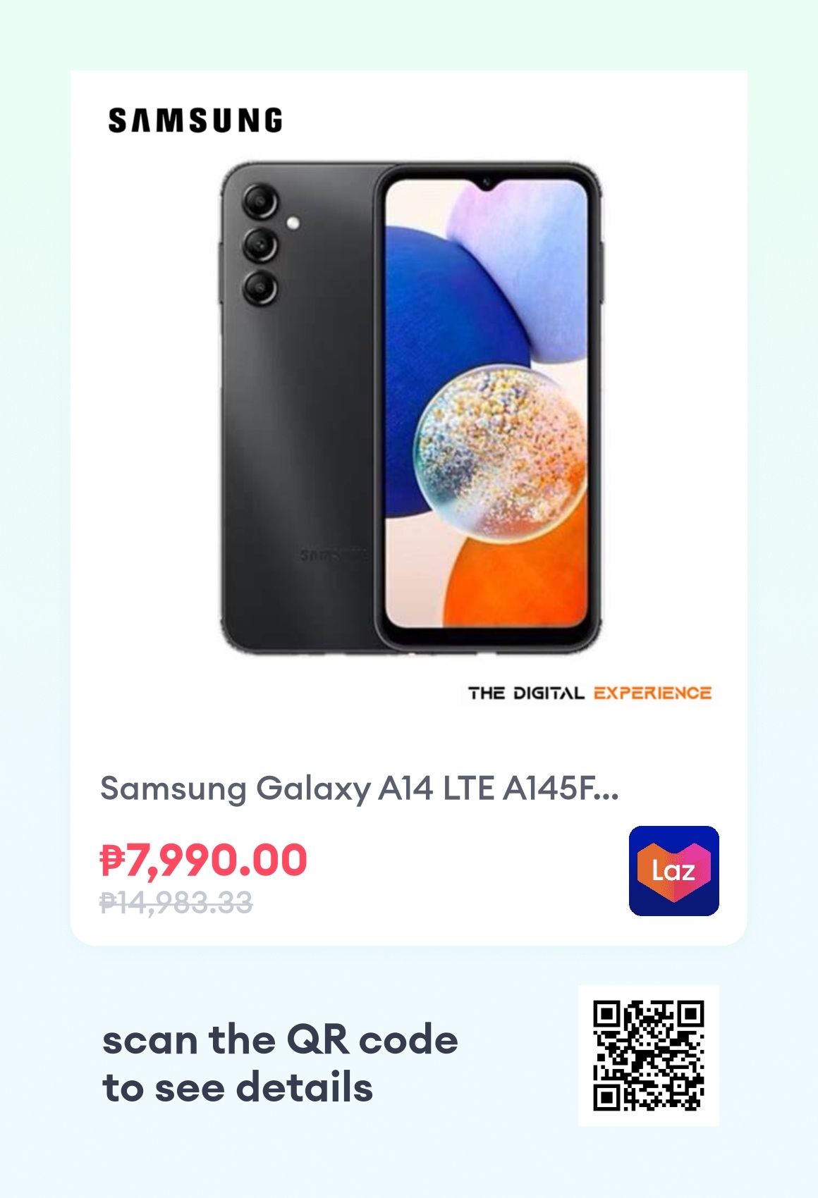 Samsung Galaxy A14 LTE A145F, SAMSM-A145F, 6.6", 4GB+128GB Up to 1TB, 5 ...