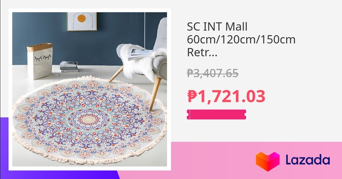 SC INT Mall 60cm/120cm/150cm Retro Bohemian Retro Boho Round Carpet ...