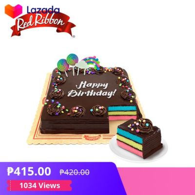 Red Ribbon Rainbow Dedication Cake Jr 8x8 (SMS eVoucher)