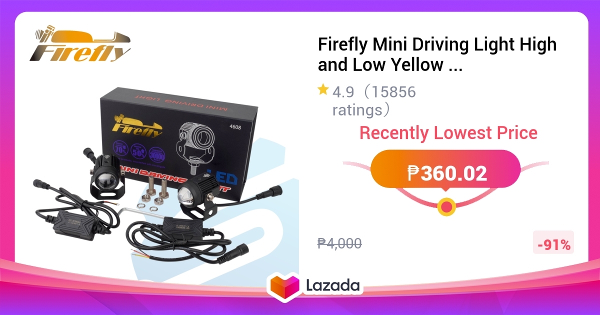 Firefly Mini Driving Light High and Low Yellow / White LED Aniti Fog ...