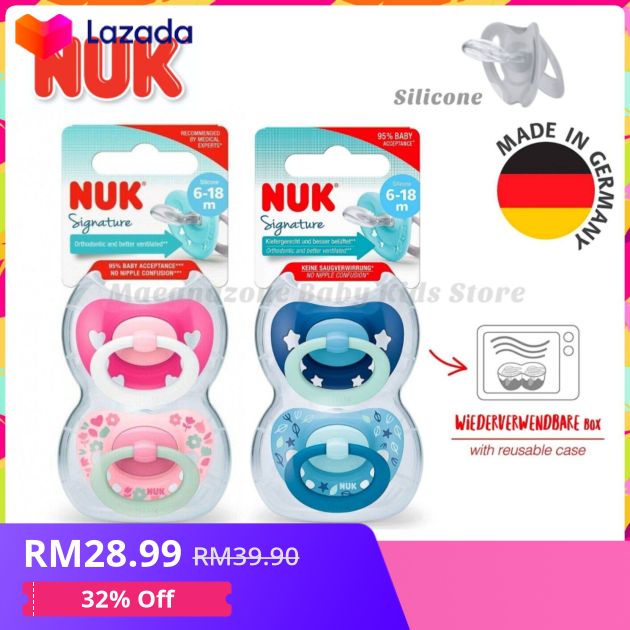 Awesome NUK Signature Soother Pacifier Puting 6-18 Month - Blue Pink