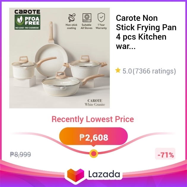 Carote Non Stick Frying Pan 4 pcs Kitchen ware Cookware Set kaldero pot ...