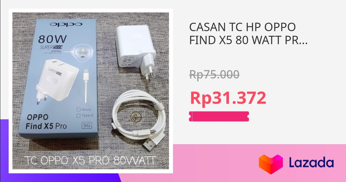 CASAN TC HP OPPO FIND X5 80 WATT PRO TRAVEL CHARGER 80W MICRO TYPE C