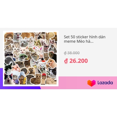 Set 50 sticker hình dán meme Mèo hài hước chống thấm nước